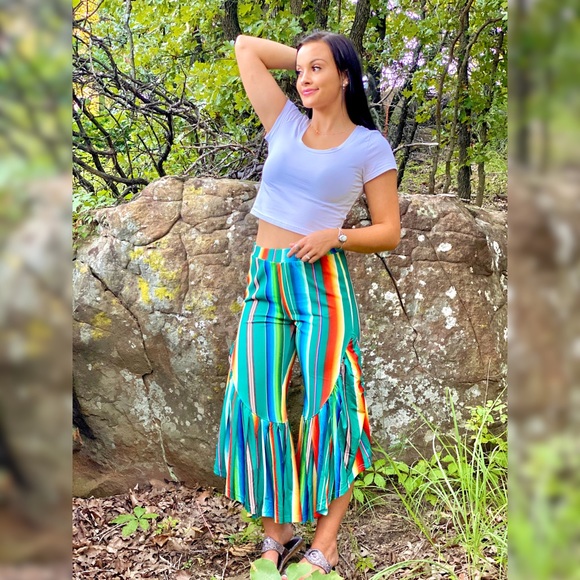 L&B | Pants & Jumpsuits | Serape Ruffle Pants | Poshmark